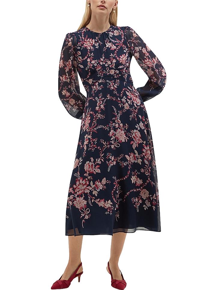 HOBBS LONDON Hobbs London Floral Silk Midi Dress